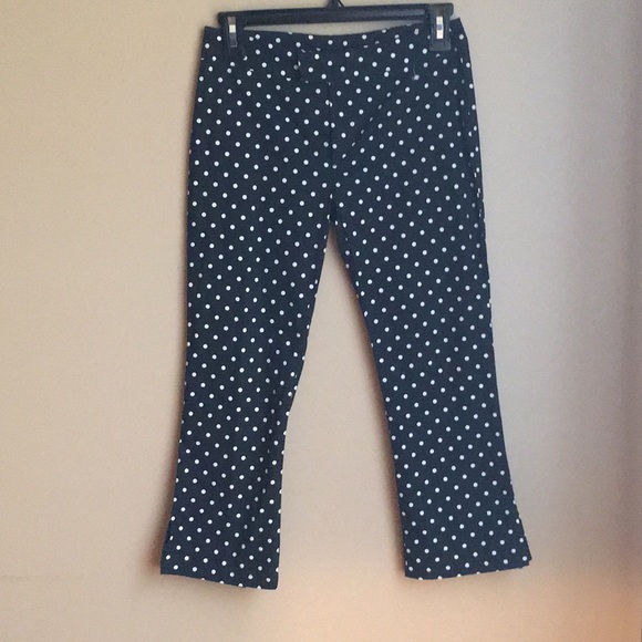Pants & Jumpsuits | Navy Polkadot Print Capris Cotton Blend Petite ...